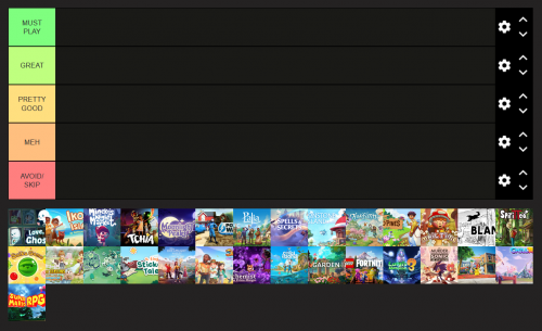 Create a Cozy Games 2023 Tier List - TierMaker