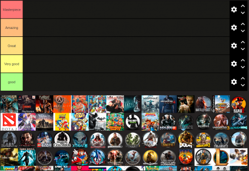 Create a Difficulty of Video Games Tier List - TierMaker