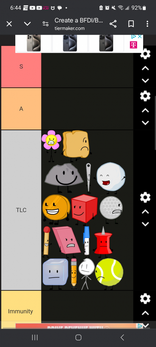 Create a Bfdi maker [I CANT WAIT for bfdia 16!] Tier List - TierMaker