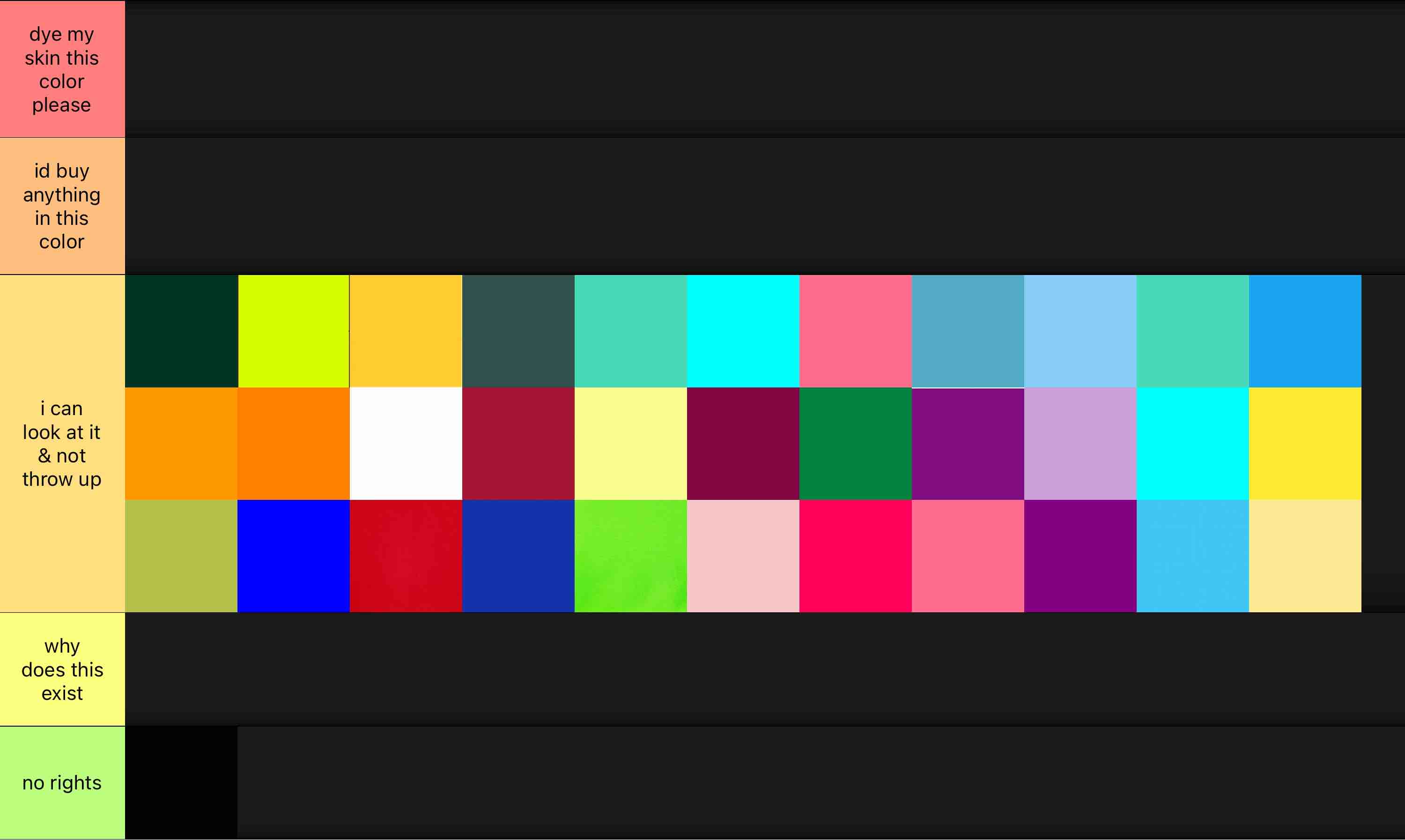 favorite color Tier List (Community Rankings) - TierMaker