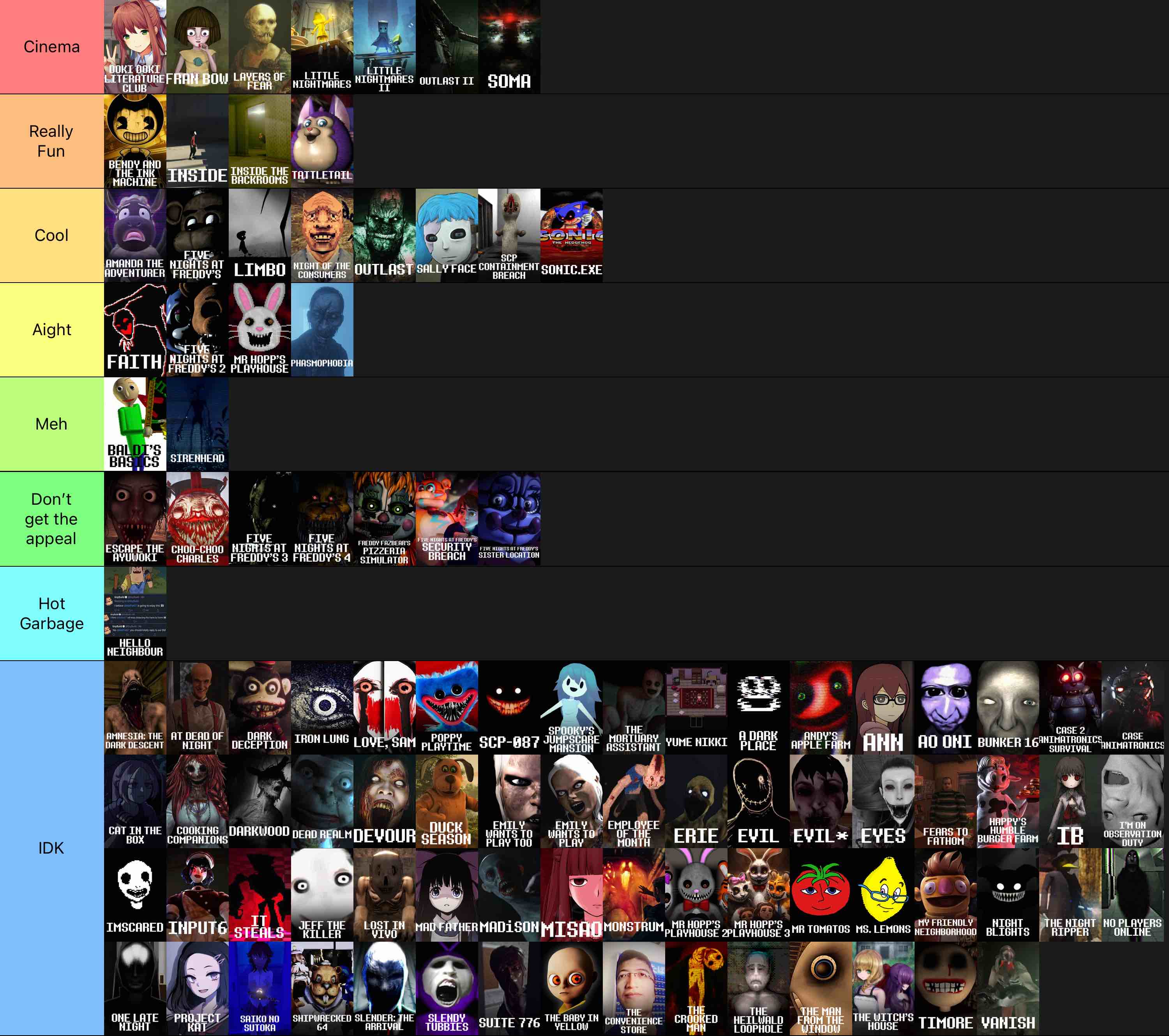 99 Indie Horror Games Tier List (Community Rankings) - TierMaker