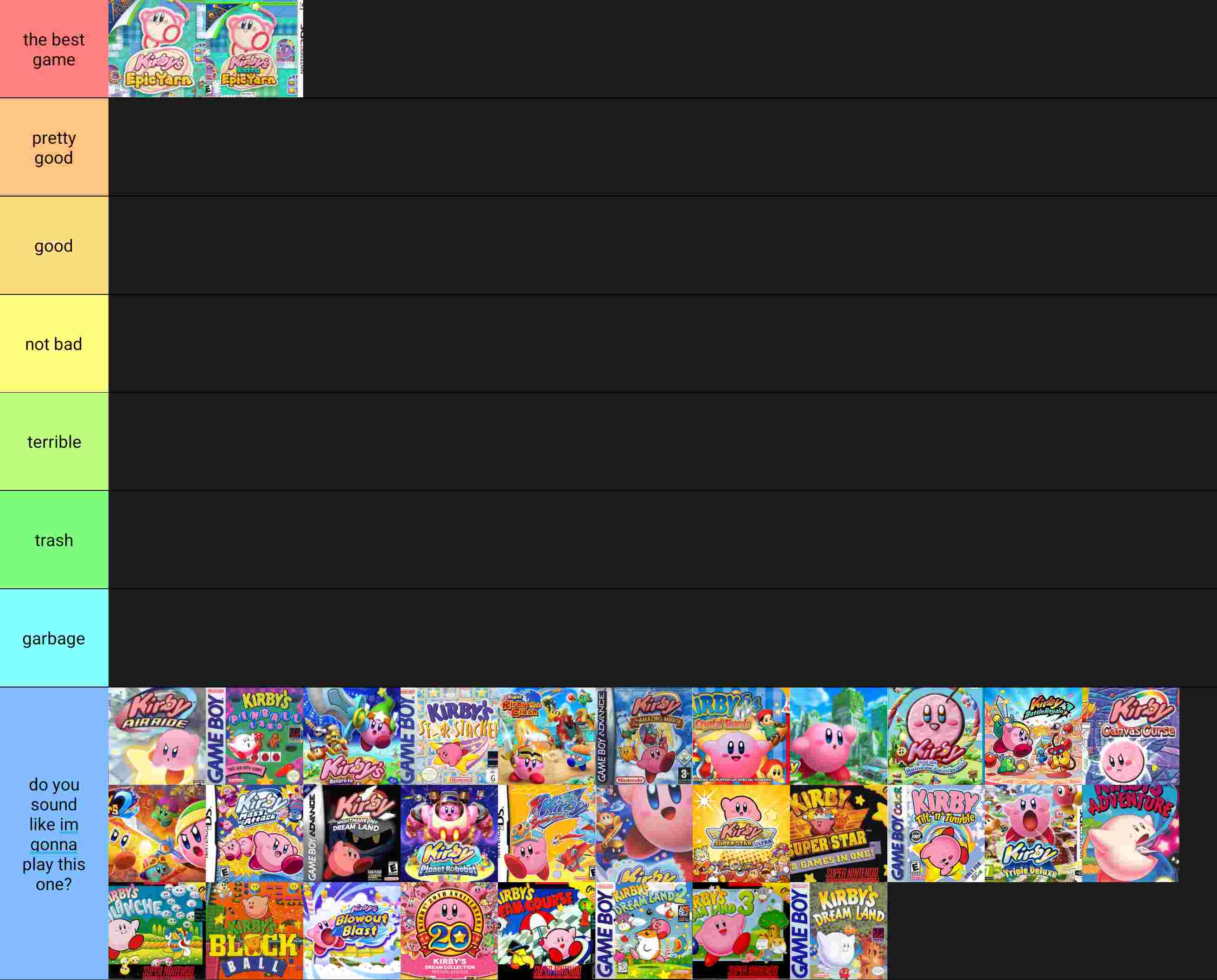 Kirby Games Tier List (Community Rankings) - TierMaker