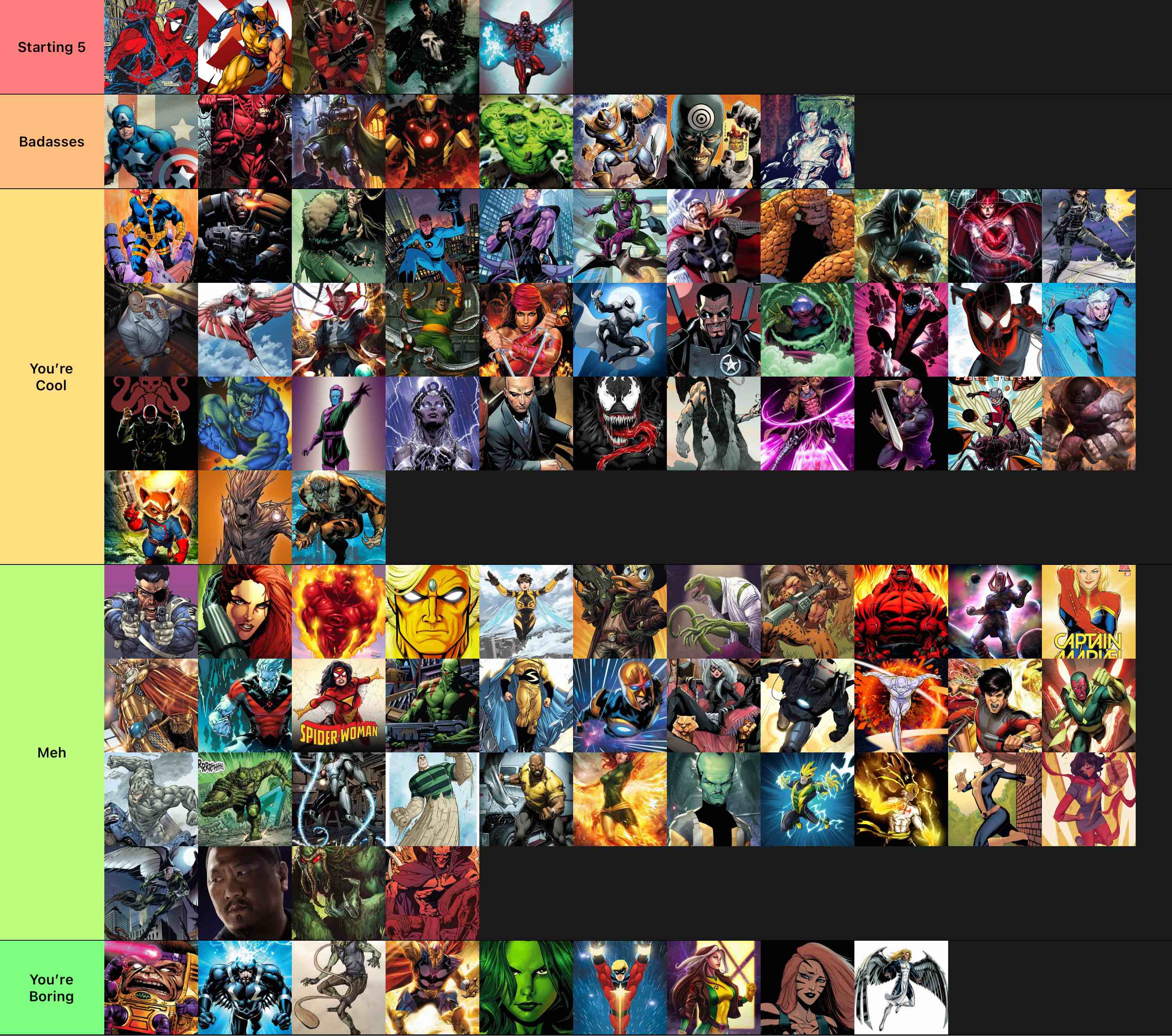 Marvel Comics Characters (200 + Heroes and Villains!) Tier List ...