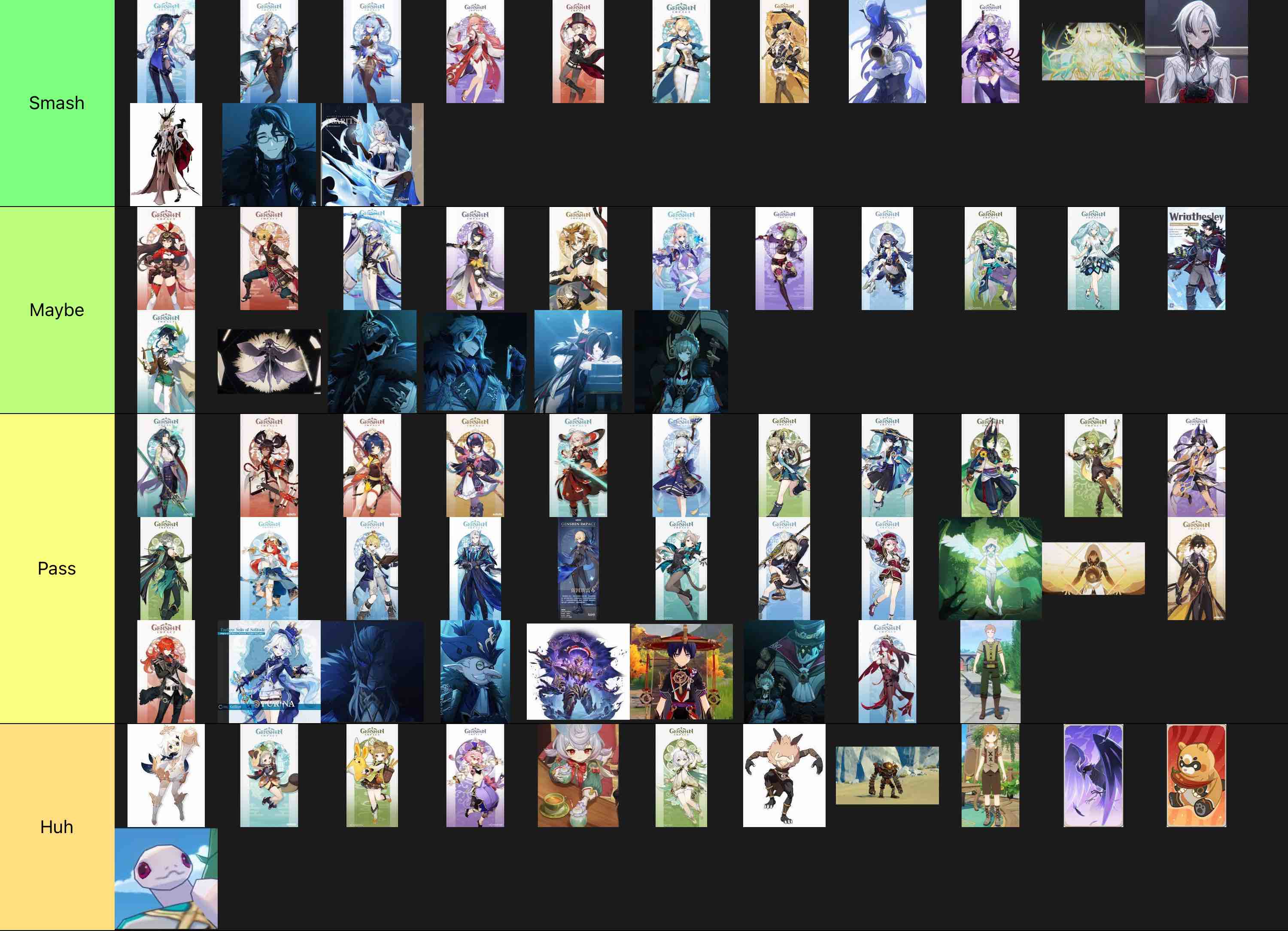 Genshin Impact SMASH or PASS Tier List (Community Rankings) - TierMaker