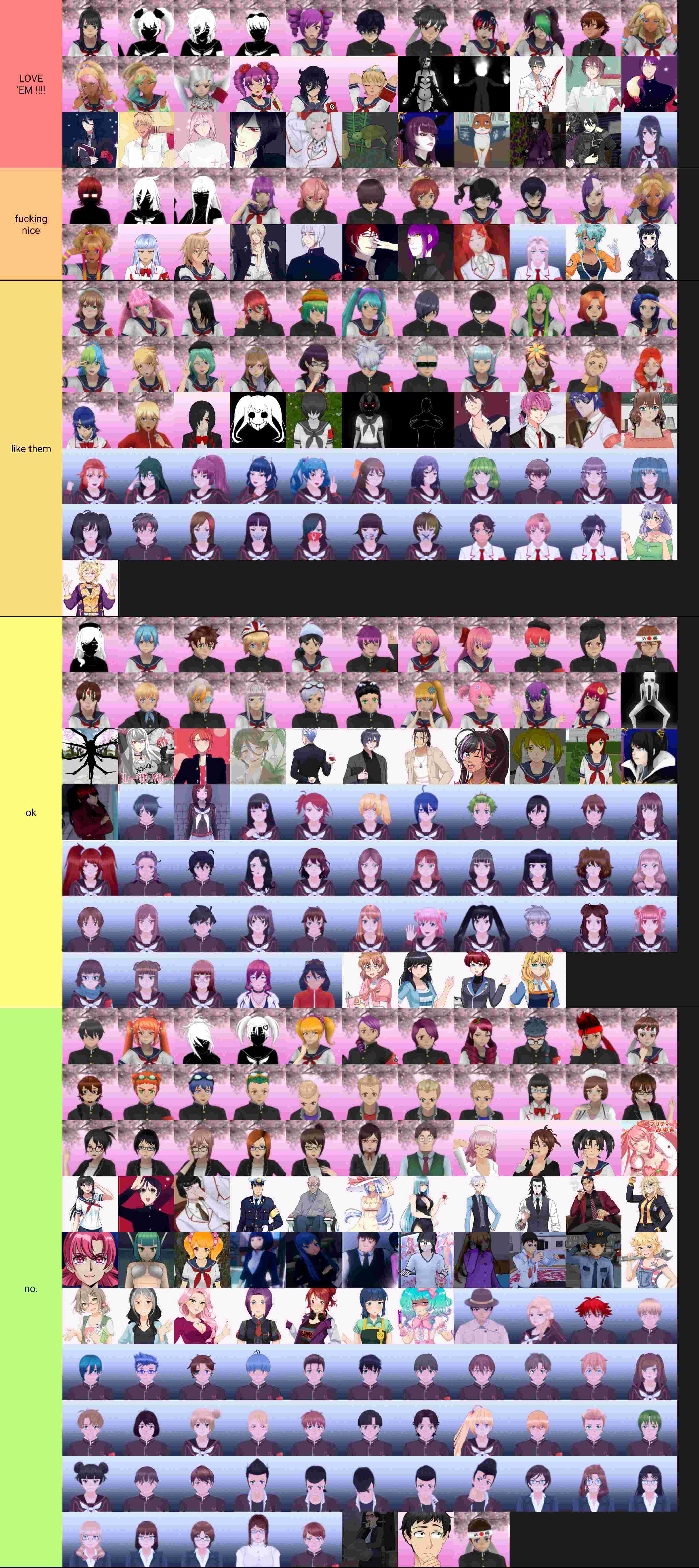 Yandere Simulator Characters Tier List (Community Rankings) - TierMaker