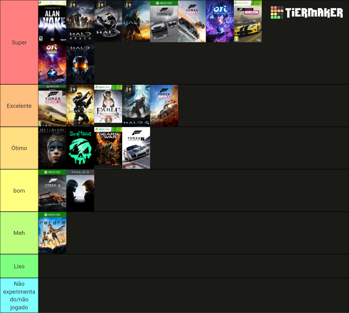 Recent X-box Tier Lists - TierMaker