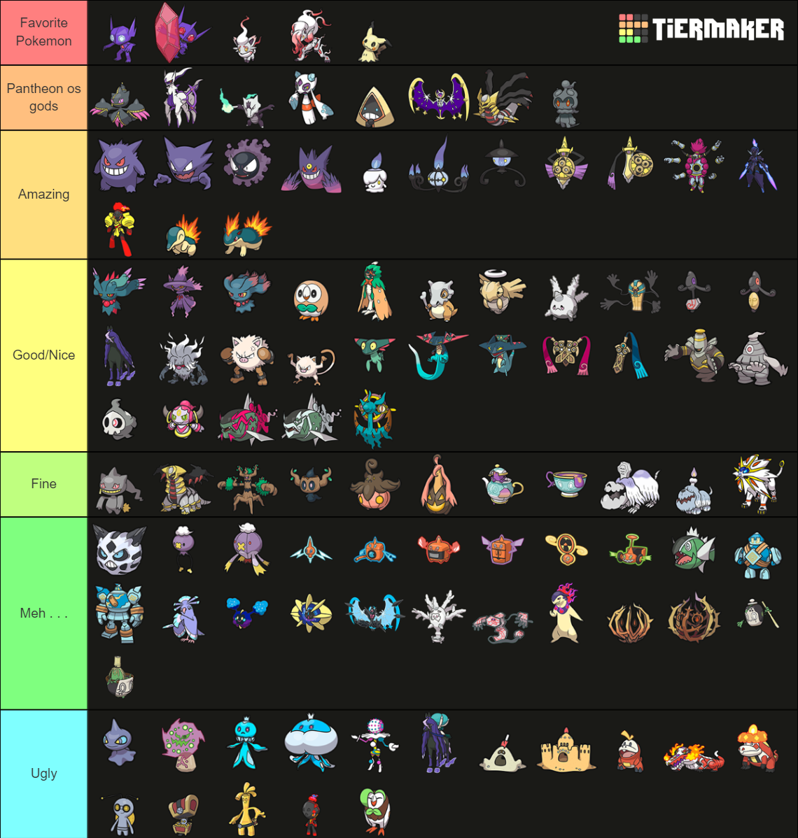 Every Ghost Type Pokemon (Plus (Pre-Evo's)) Tier List (Community ...