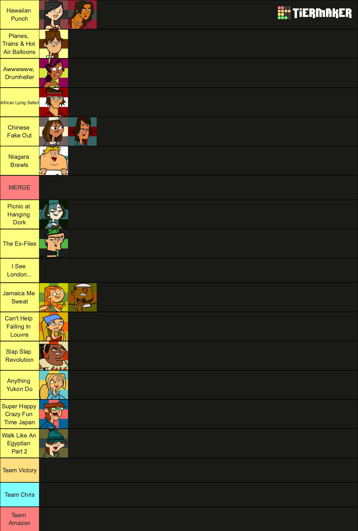 Total Drama: My Way (world tour) Tier List (Community Rankings) - TierMaker