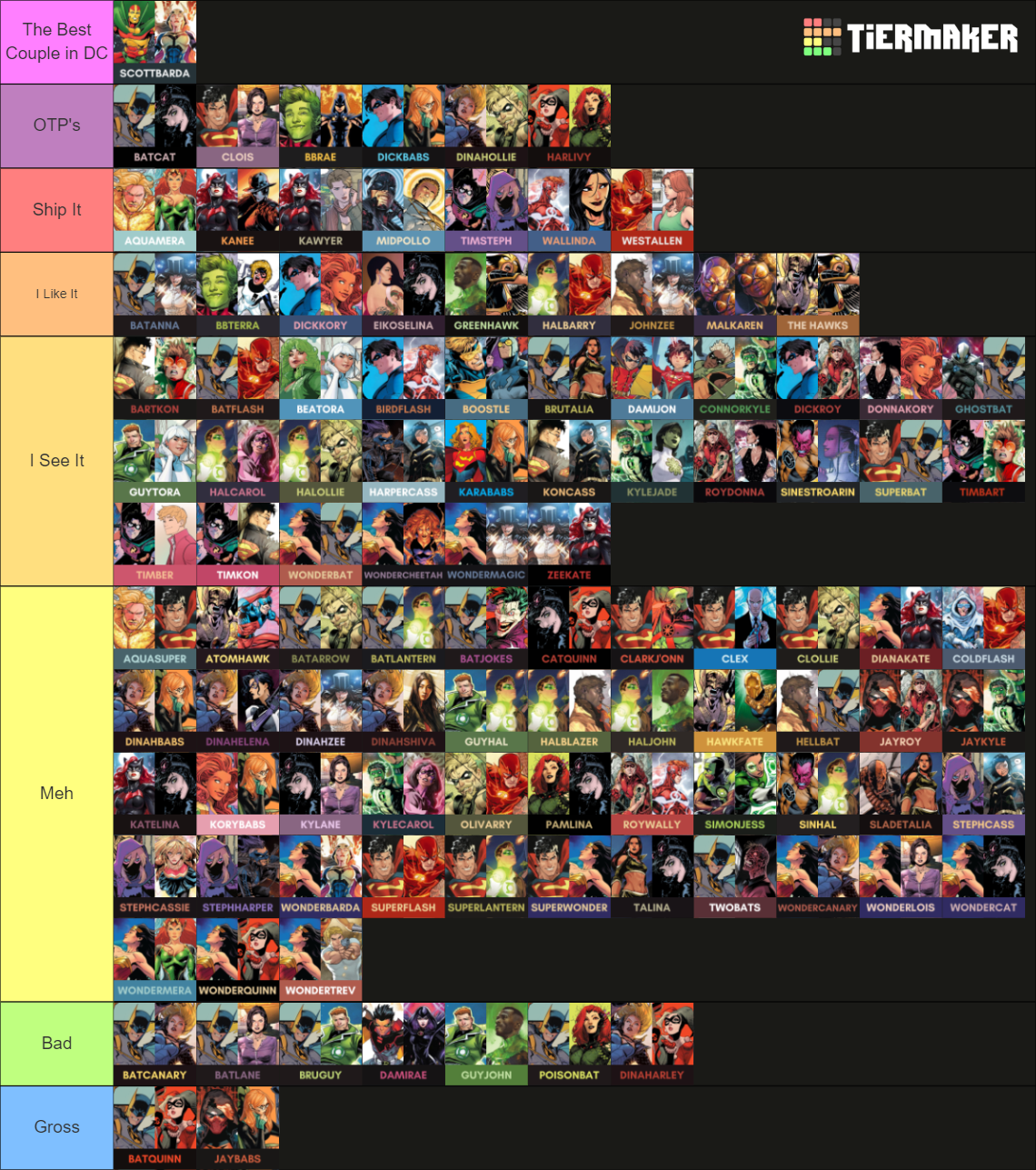 DC Ships (labeled) Tier List (Community Rankings) - TierMaker