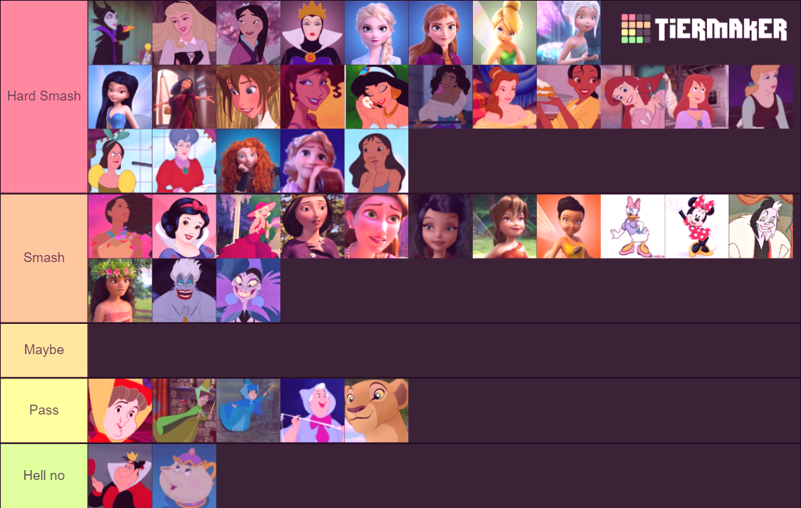 Disney smash or pass Tier List (Community Rankings) - TierMaker