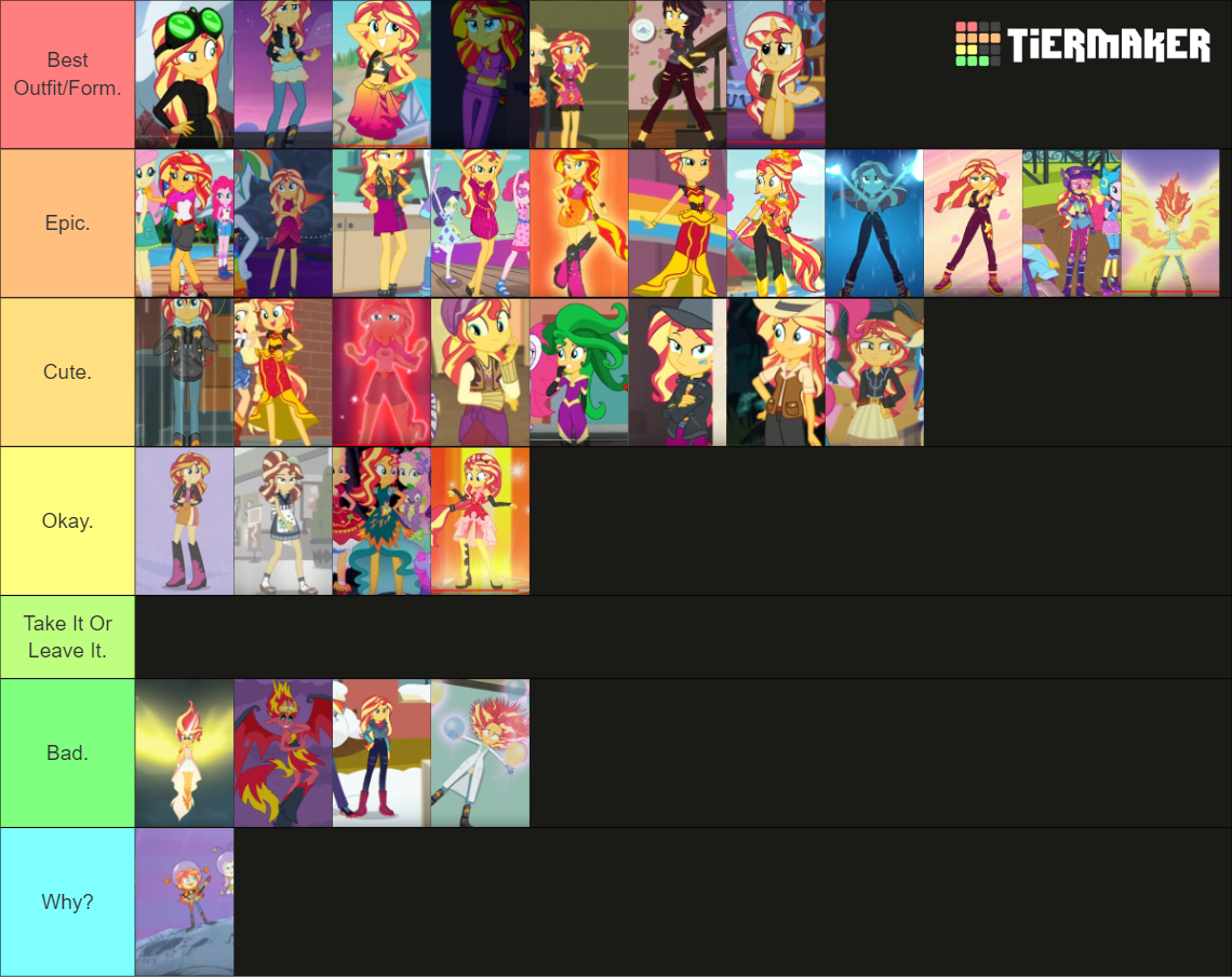 MLP All Sunset Shimmer Outfits/Forms Tier List (Community Rankings ...