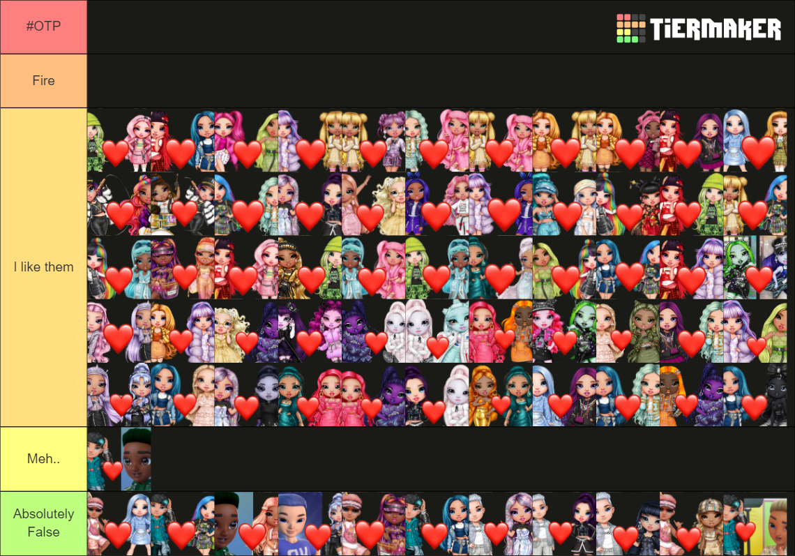 Rainbow High x Shadow High Ships (Updated) 💞 Tier List (Community ...