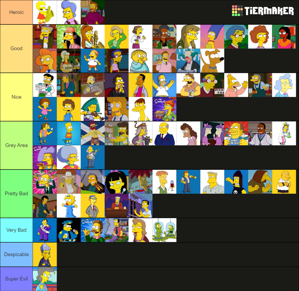 Simpsons Characters (Good/Evil) Tier List (Community Rankings) - TierMaker