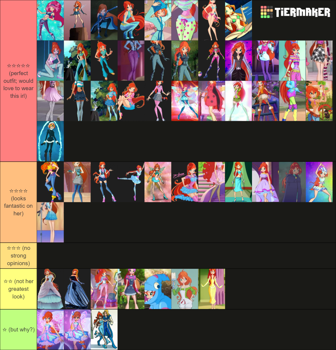 Winx Club All Bloom Outfits Tier List (Community Rankings) - TierMaker