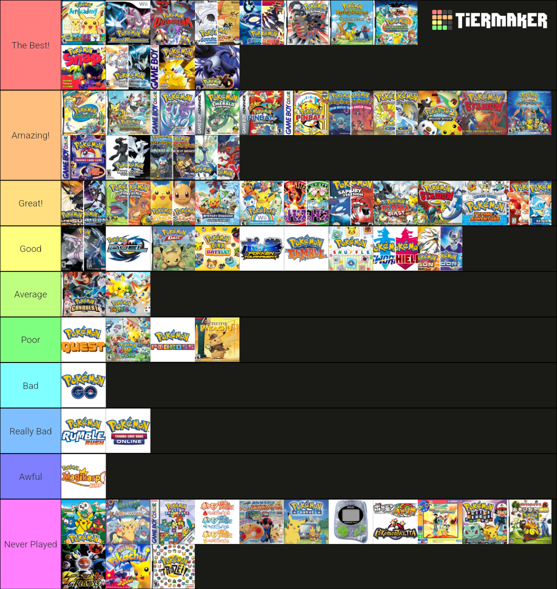 Every (EVERY) Pokemon Game Tier List (Community Rankings) - TierMaker