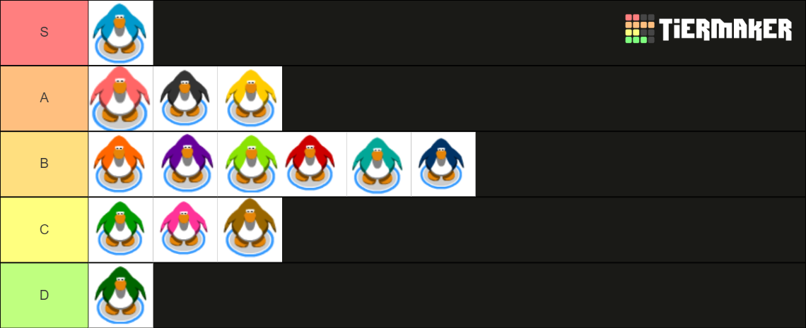 Club Penguin Colors Tier List (Community Rankings) - TierMaker