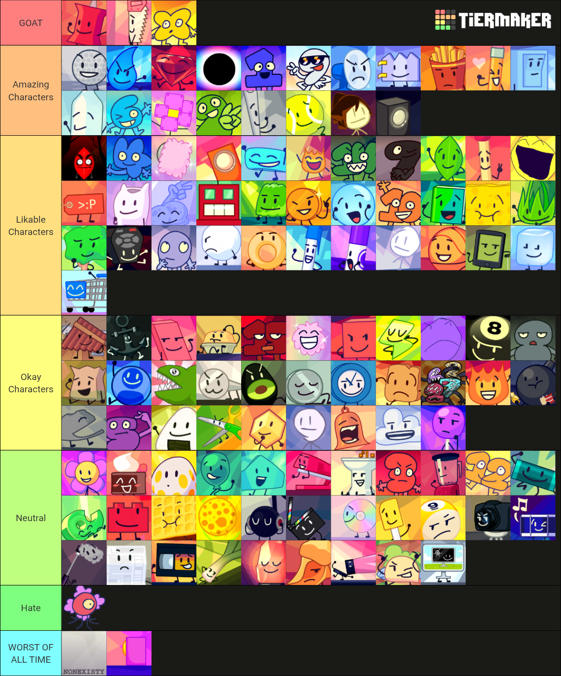 StanleyMOV BFDI/TPOT Character Tier List (Community Rankings) - TierMaker