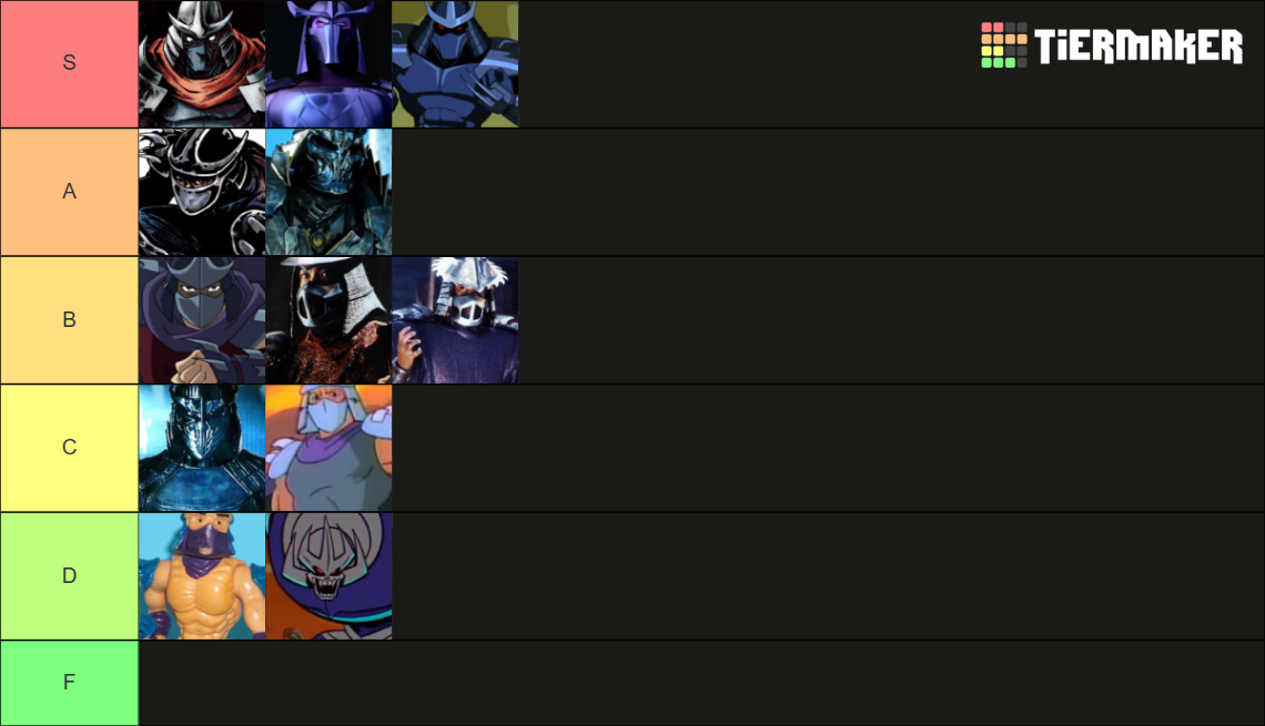 Shredder Designs Tier List (Community Rankings) - TierMaker
