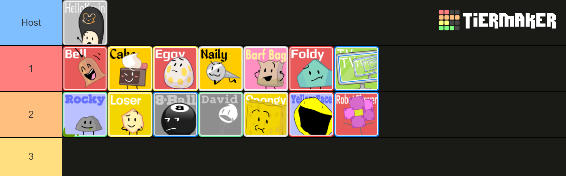 BFDI(A)/BFB/TPOT Characters (Mawilite's icons) Tier List (Community Rankings) - TierMaker