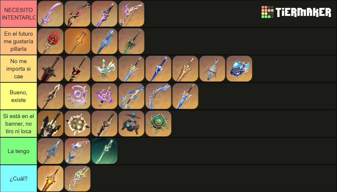 Genshin Impact weapons (4.2 updated) Tier List (Community Rankings ...