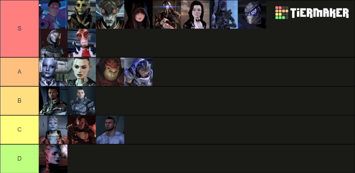 Mass Effect Trilogy Squadmates Tier List (Community Rankings) - TierMaker