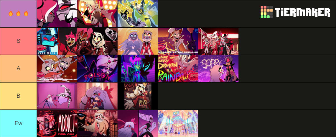 Helluva Boss and Hazbin Hotel songs Tier List (Community Rankings) - TierMaker
