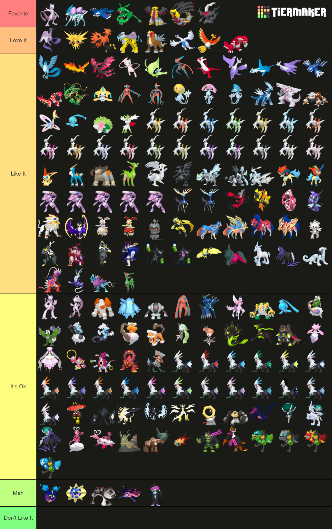 Legendary/Mythical Pokemon Tier List (Community Rankings) - TierMaker