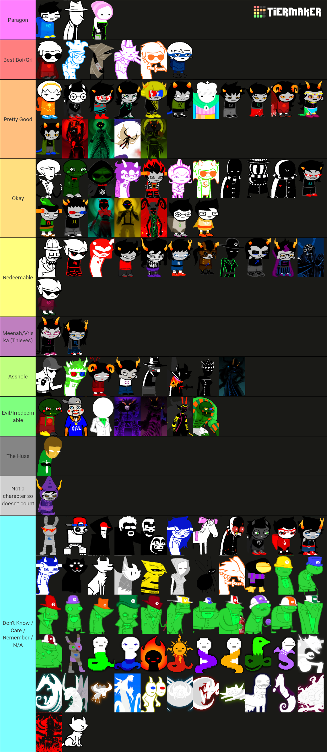 Homestuck Characters Original Series Ultimate Tierlist Tier List ...