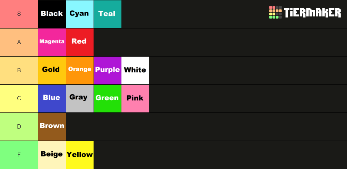 Favorite Color Tier List (Community Rankings) - TierMaker