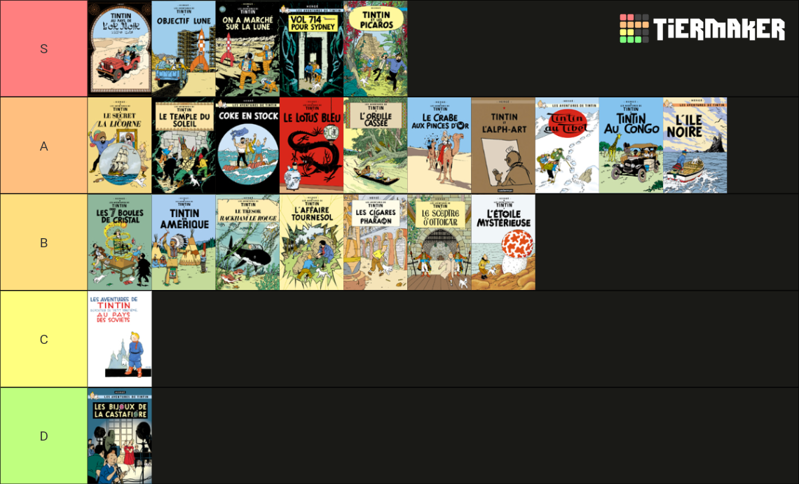 Albums de Tintin Tier List (Community Rankings) - TierMaker