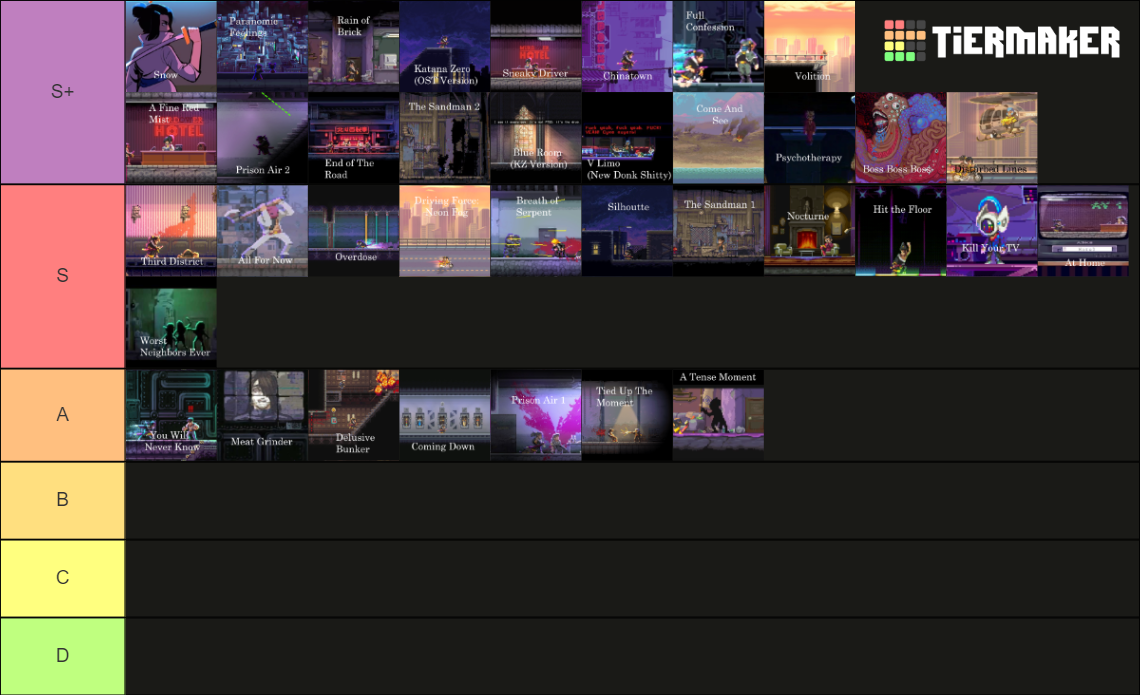 Katana Zero Soundtrack Tier List (Community Rankings) - TierMaker