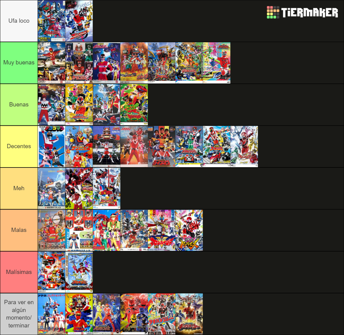 Every Official and Unofficial Super Sentai Season Tier List (Community Rankings) - TierMaker