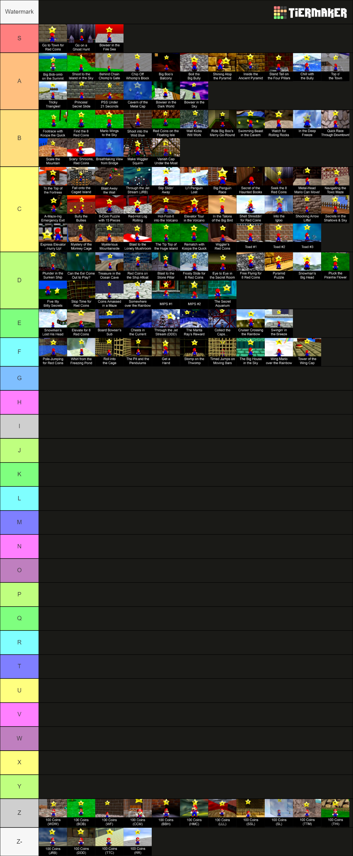 All 120 Super Mario 64 Stars Tier List (Community Rankings) - TierMaker