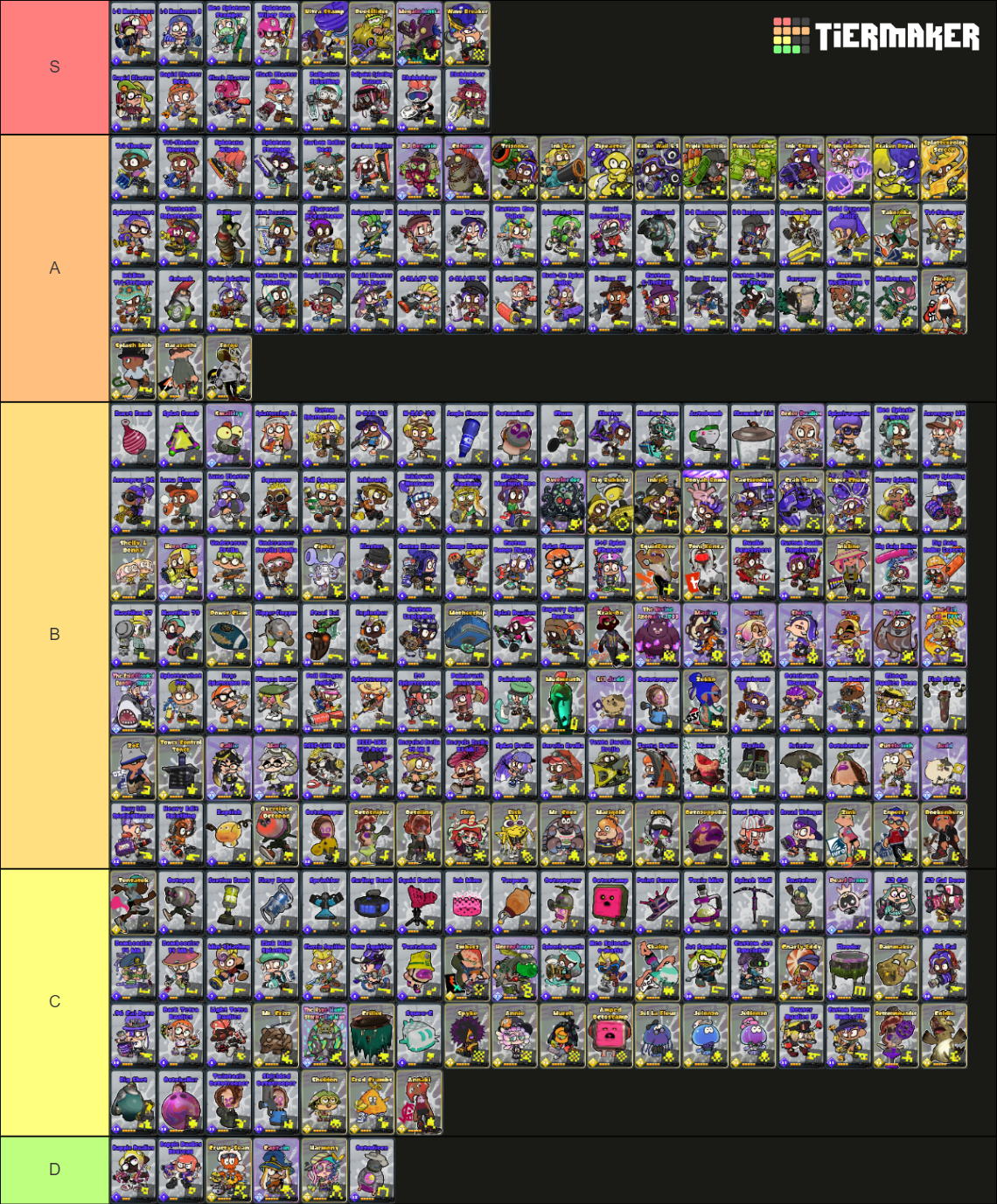 All Tableturf Battle Cards Tier List (Community Rankings) - TierMaker