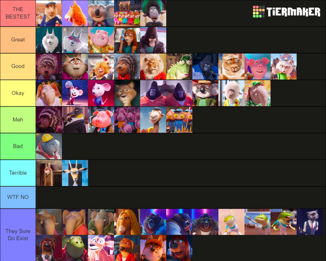 Sing Characters Tier List (Community Rankings) - TierMaker