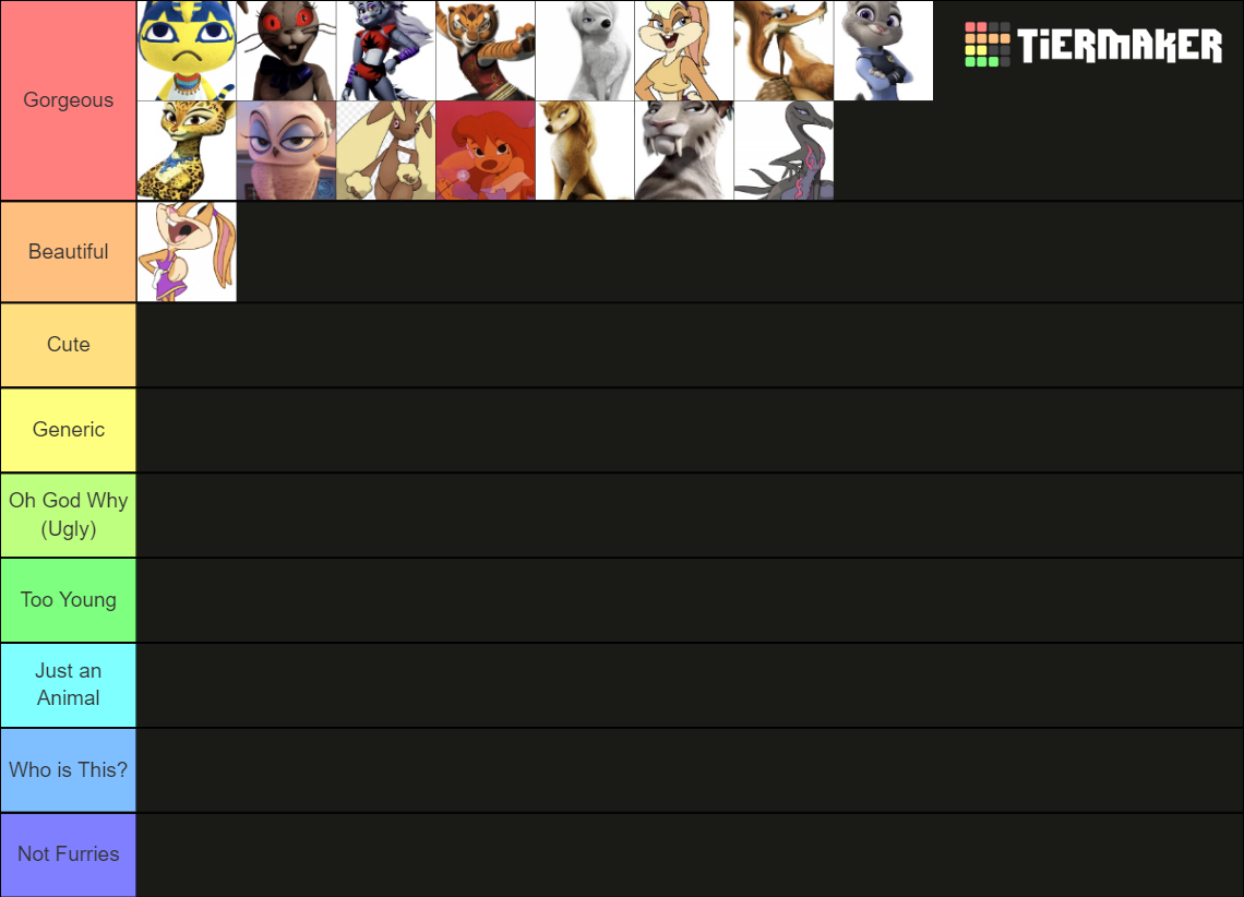 Female Furries (300 characters) Tier List (Community Rankings) - TierMaker
