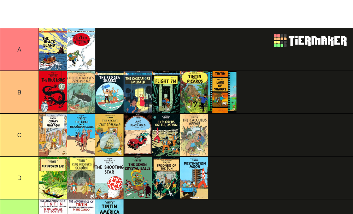 Tintin Books (English) Tier List (Community Rankings) - TierMaker
