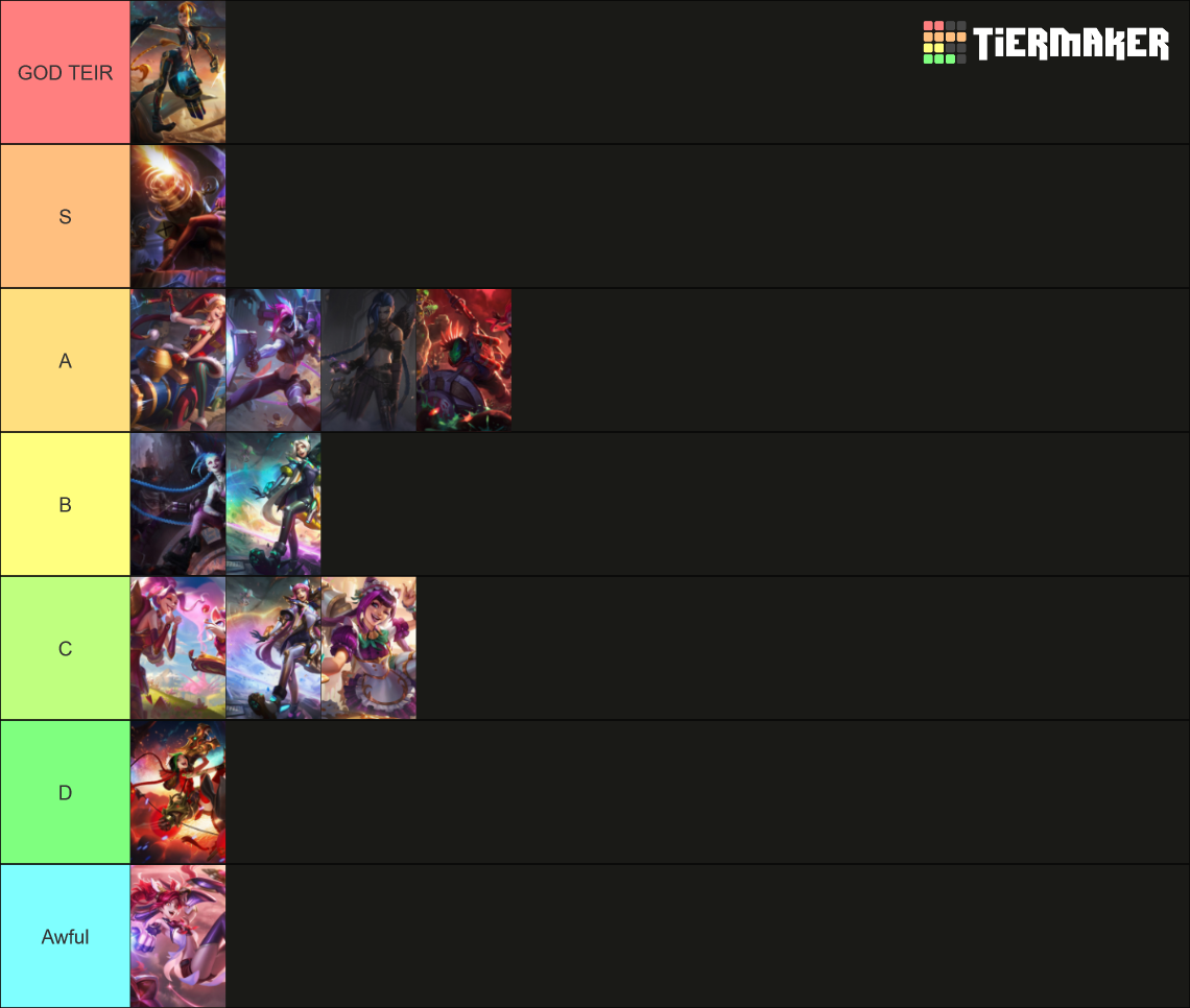 Jinx Skin List March 2024 Tier List (Community Rankings) - TierMaker