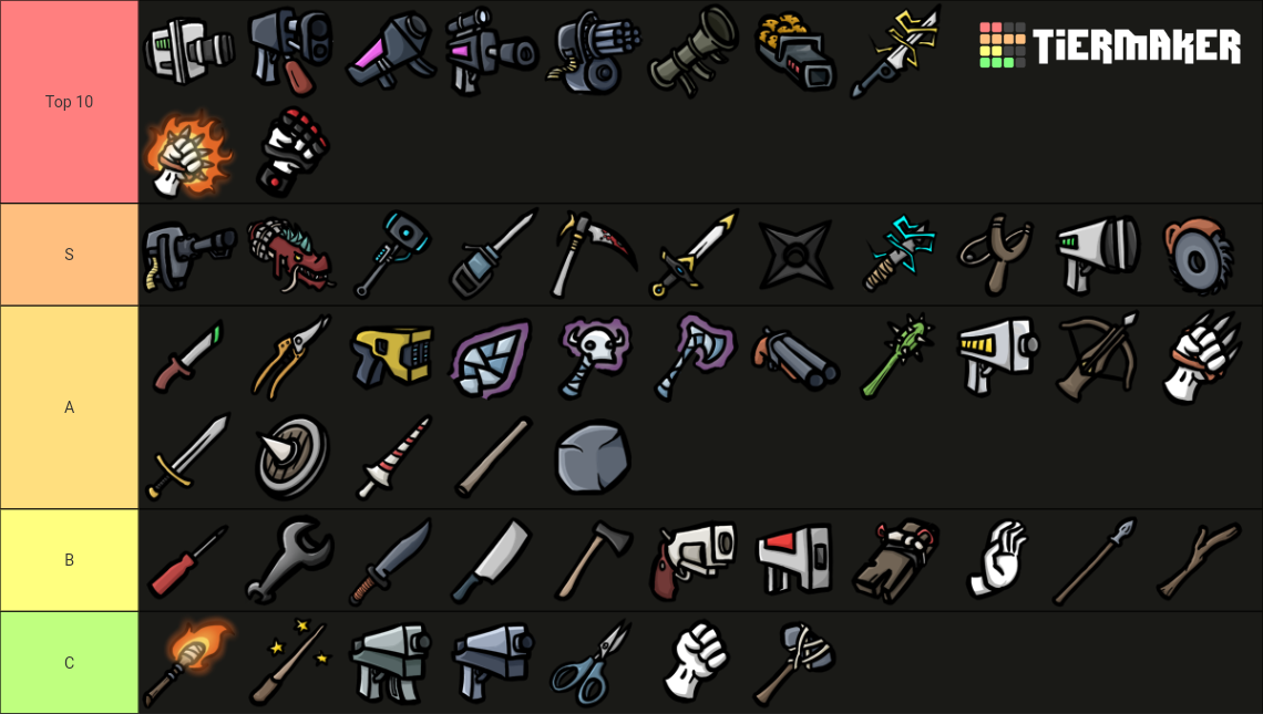 ArosRising Brotato Weapon Tierlist Tier List (Community Rankings ...