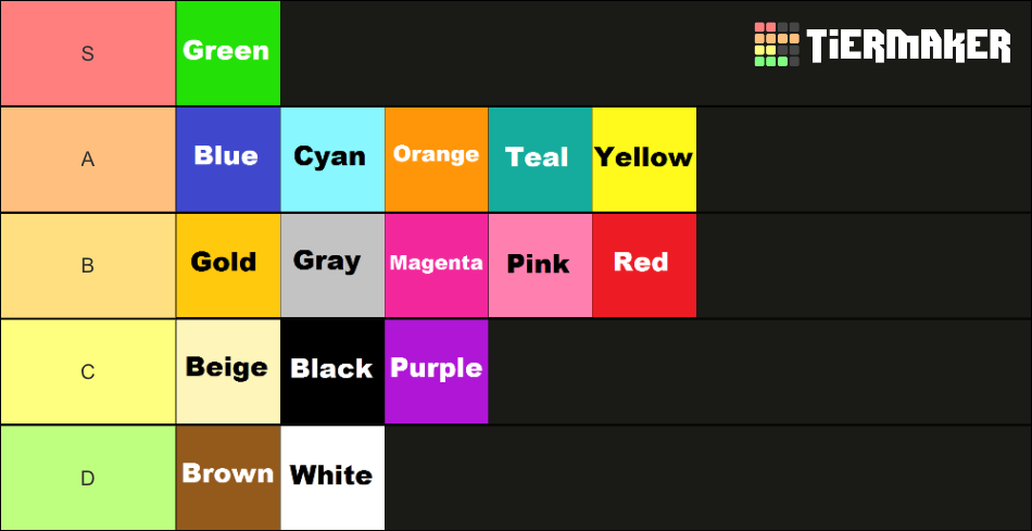 Favorite Color Tier List (Community Rankings) - TierMaker