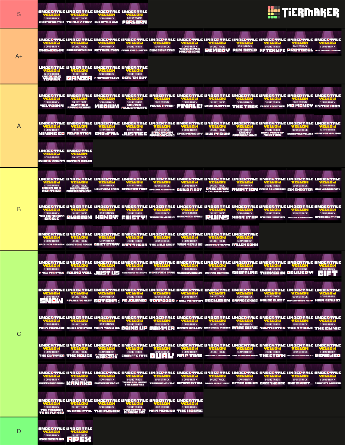 Undertale Yellow OST Tier List (Community Rankings) - TierMaker