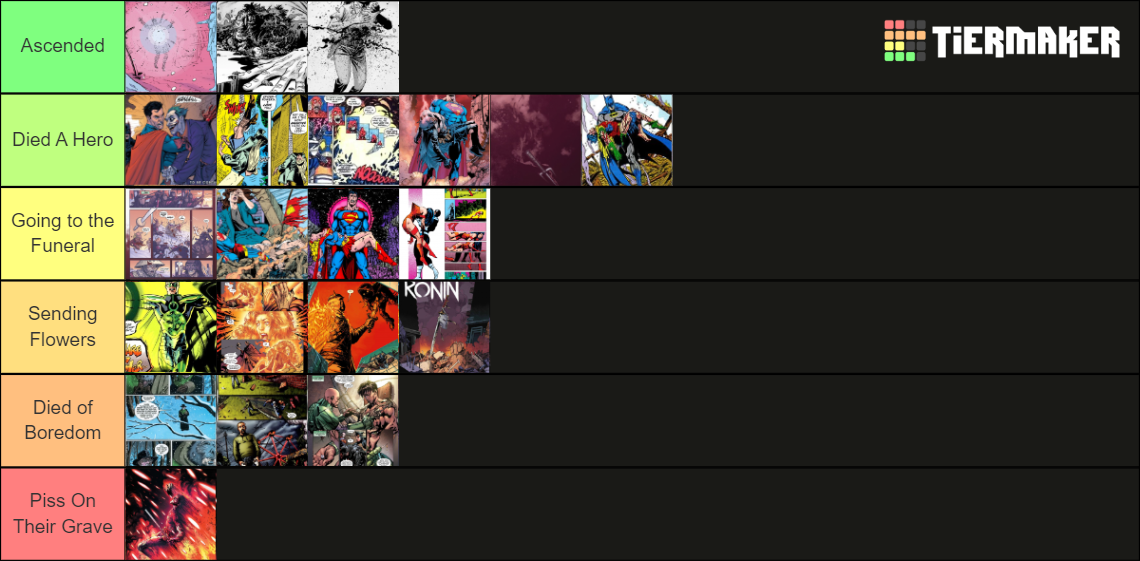 Comic Book Deaths Tier List (Community Rankings) - TierMaker