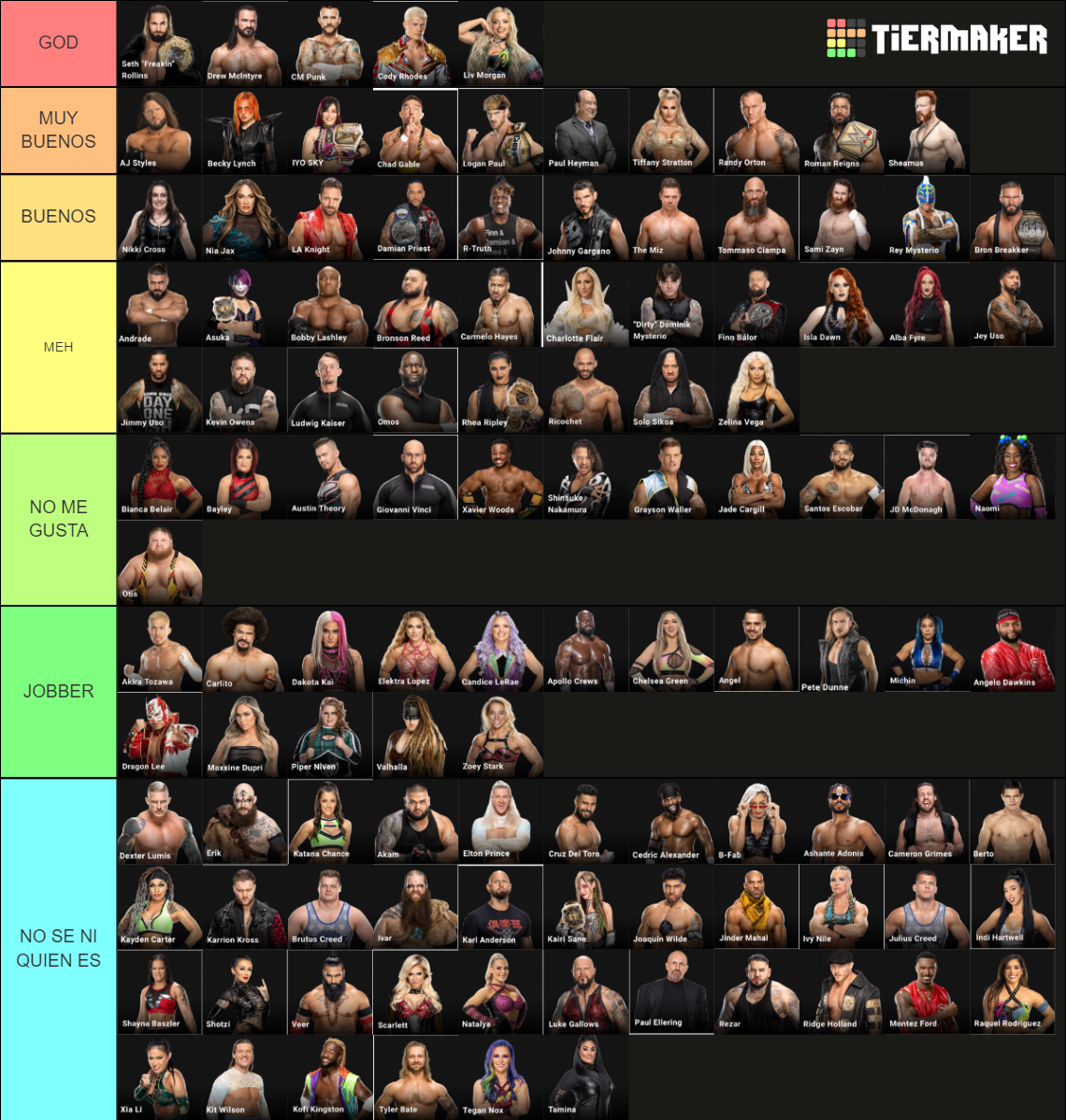 WWE ROSTER 2024 UPDATED Tier List (Community Rankings) - TierMaker