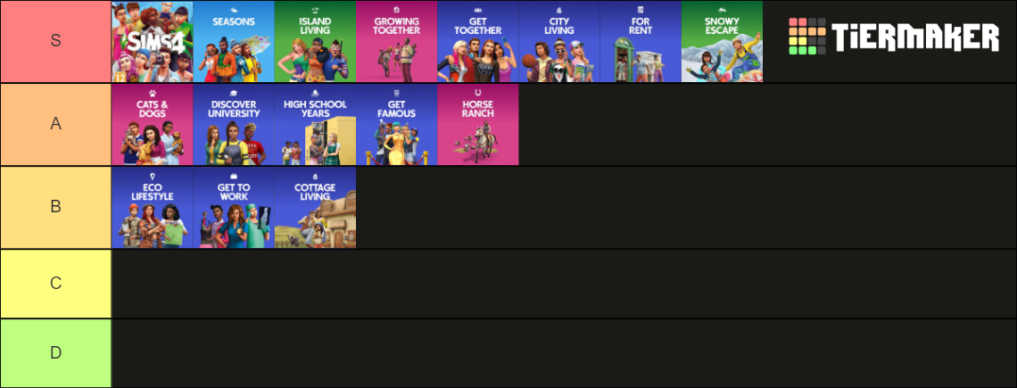 Sims 4 Expansion Packs Tier List (Community Rankings) - TierMaker