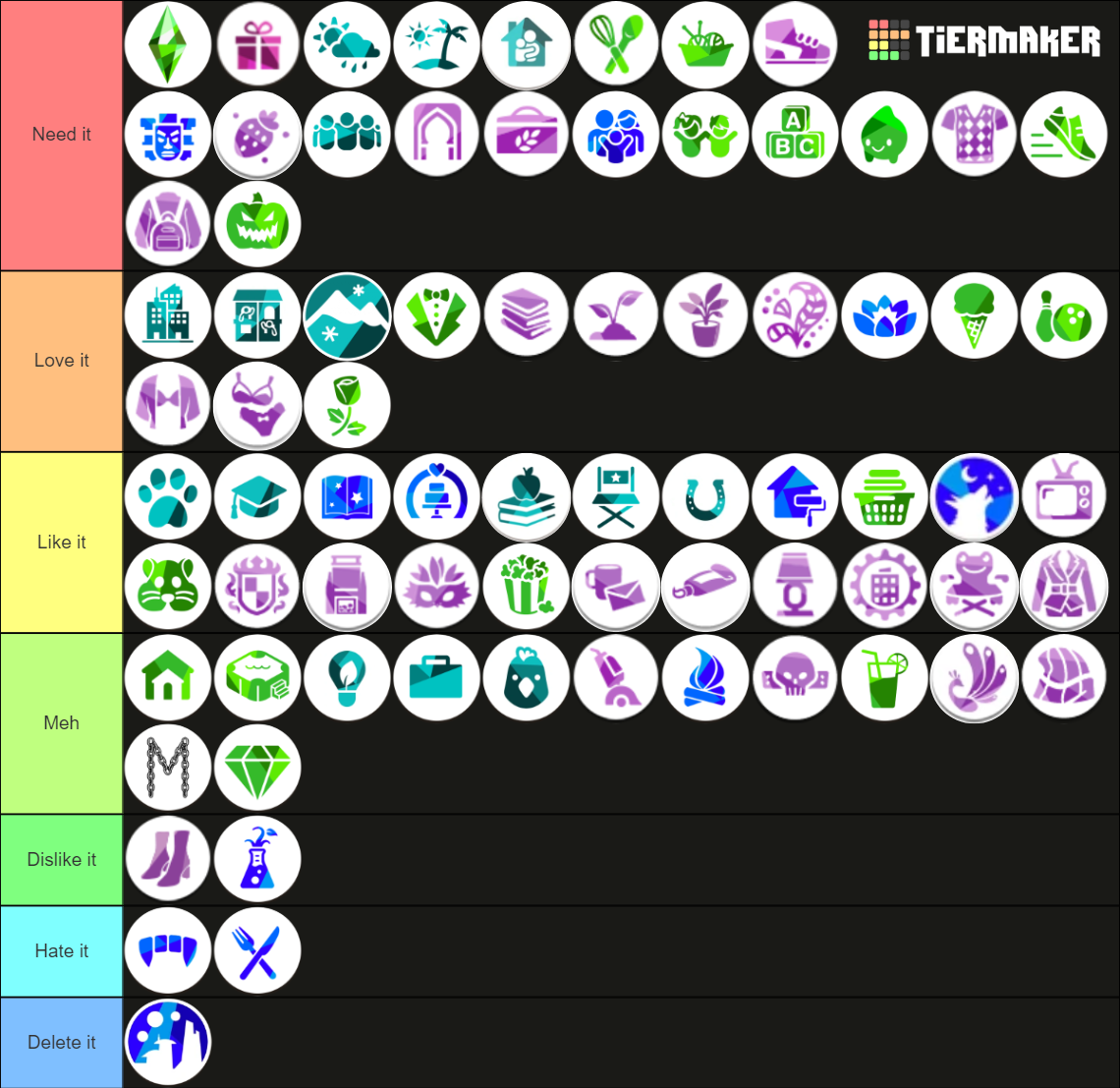 Sims 4 packs (Update February 2024, Crystal Creations) Tier List ...