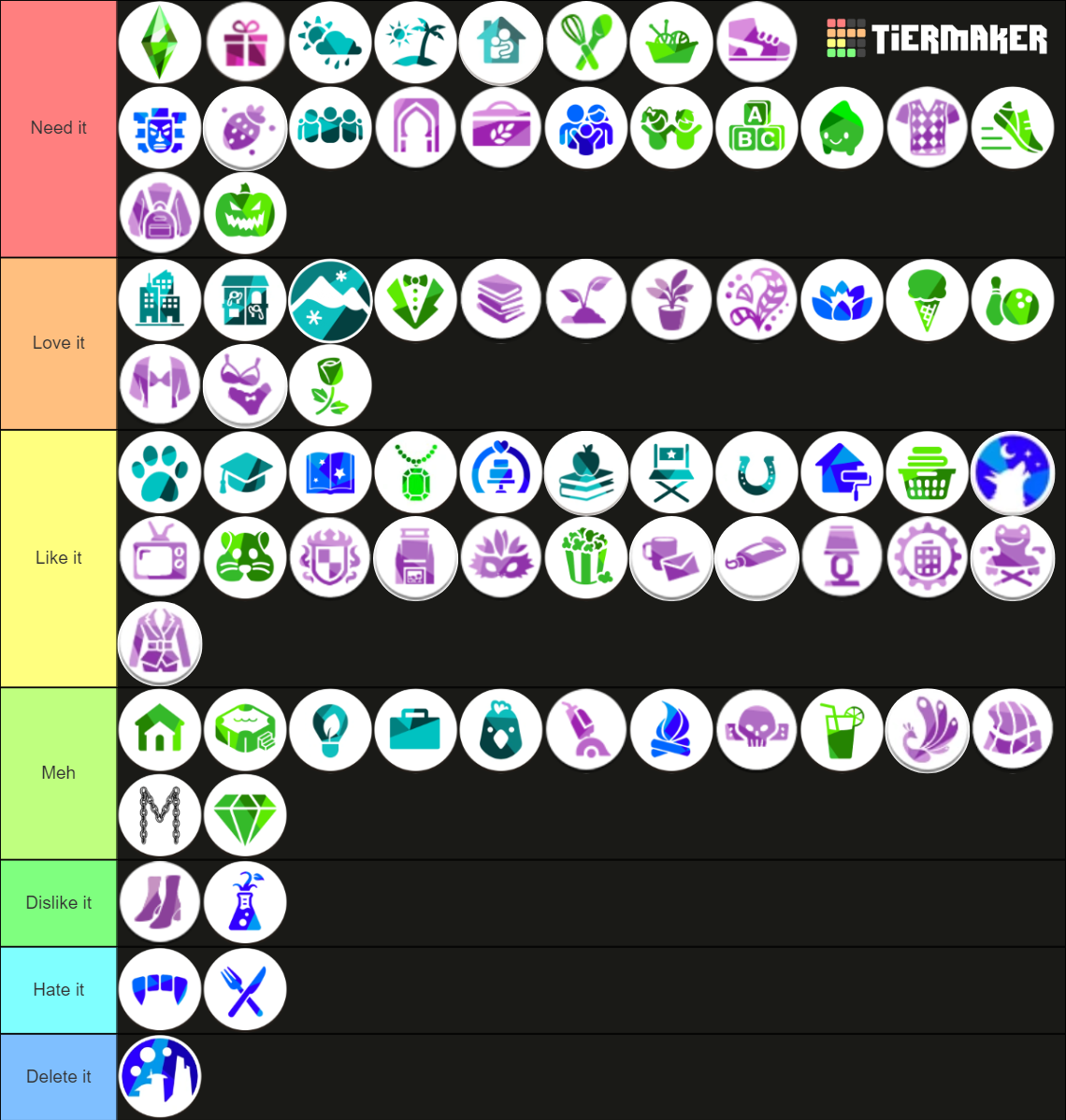 Sims 4 packs (Update February 2024, Party / Urban Kits) Tier List (Community Rankings) - TierMaker