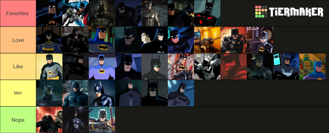 Versions of Batman Tier List (Community Rankings) - TierMaker