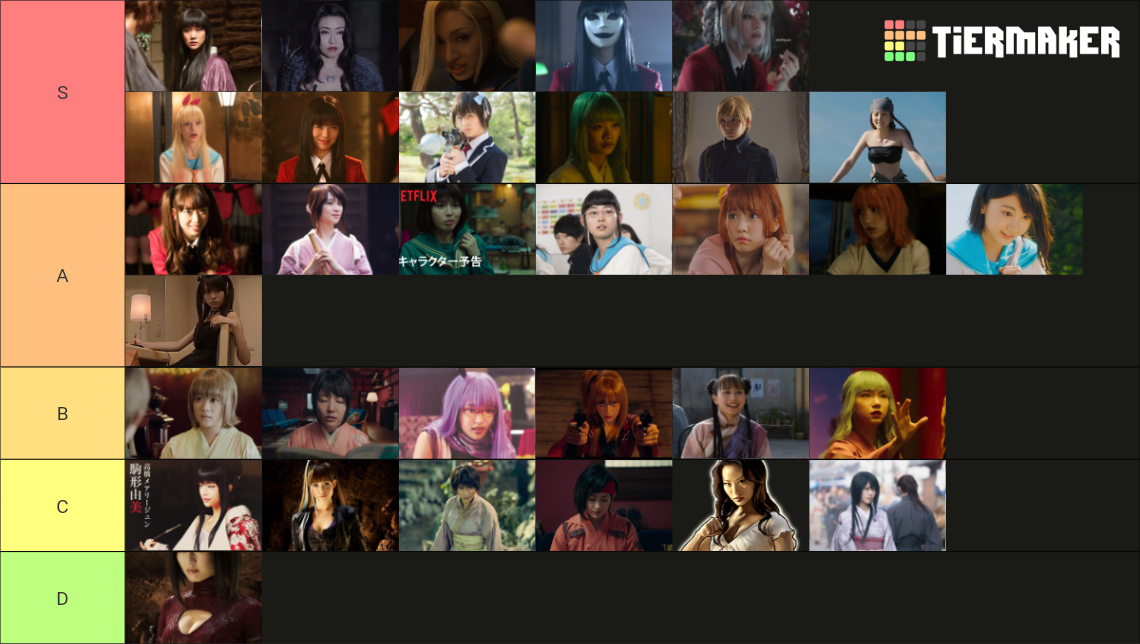 Live action versions of female anime characters Tier List (Community ...