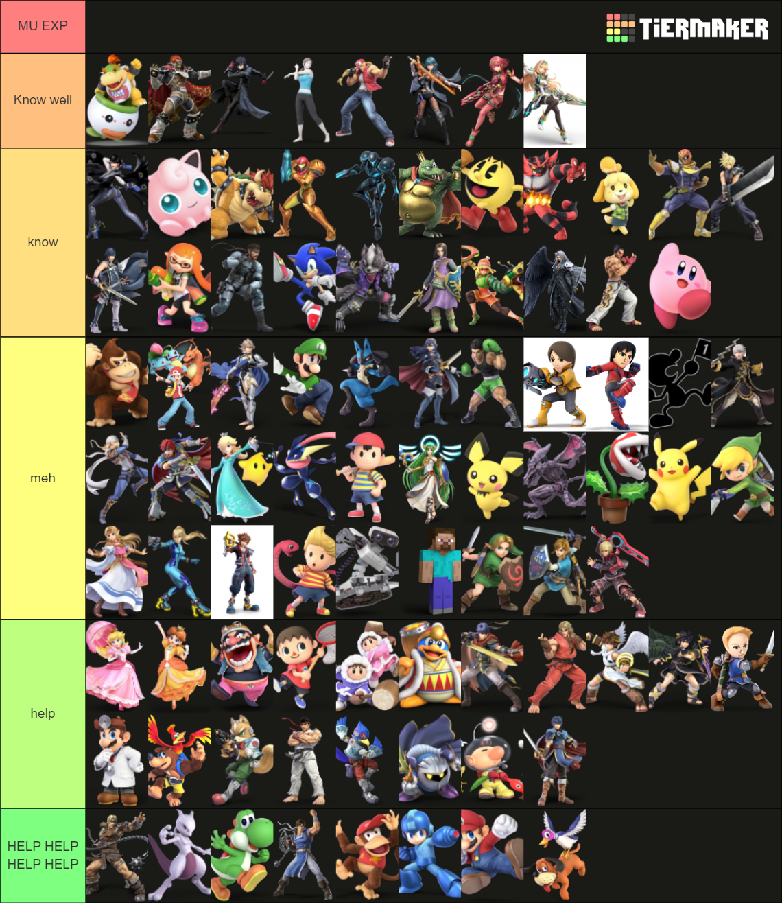 Recent Super Smash Bros. Ultimate Tier Lists - TierMaker