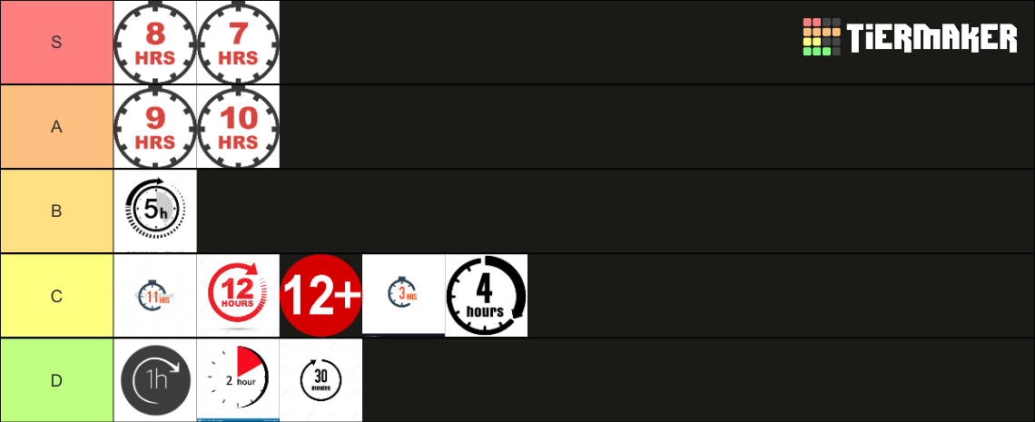 Sleep time ranking Tier List (Community Rankings) - TierMaker